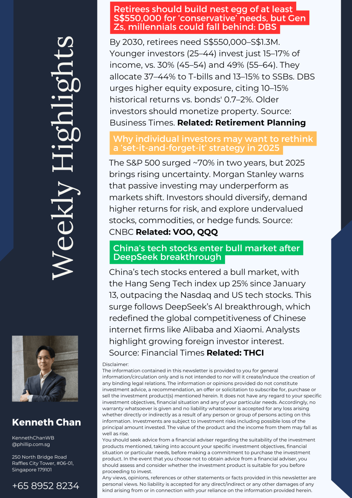 Weekly Market Highlights – CompareSG by Kenneth Chan